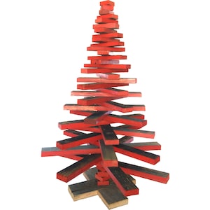 Redwood Slat Christmas Tree Wooden Stand Included Folding Branches ...