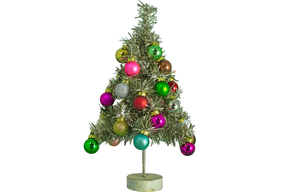 12in Mini Antique Silver Tabletop Christmas Tree With Natural White ...