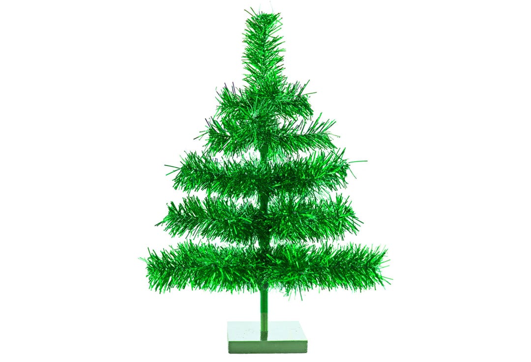18'' Metallic Green Christmas Tree Classic Style Tinsel Tree Decorative ...