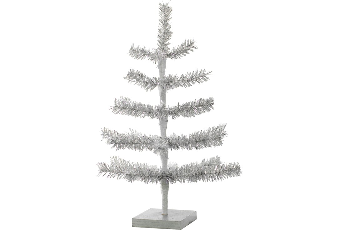 Silver Tinsel Christmas Tree: 18in Tabletop Holiday Decor - Etsy