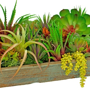 Artificial Succulent Planter Box Flower Box Decorative Potting Crate ...