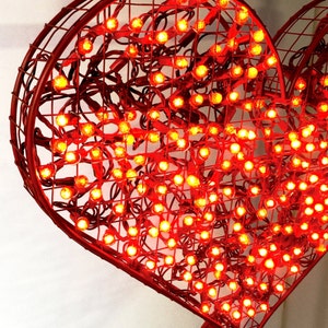 LED Lighted Red Heart - Valentine's Day Hanging Decor (24'') - Etsy