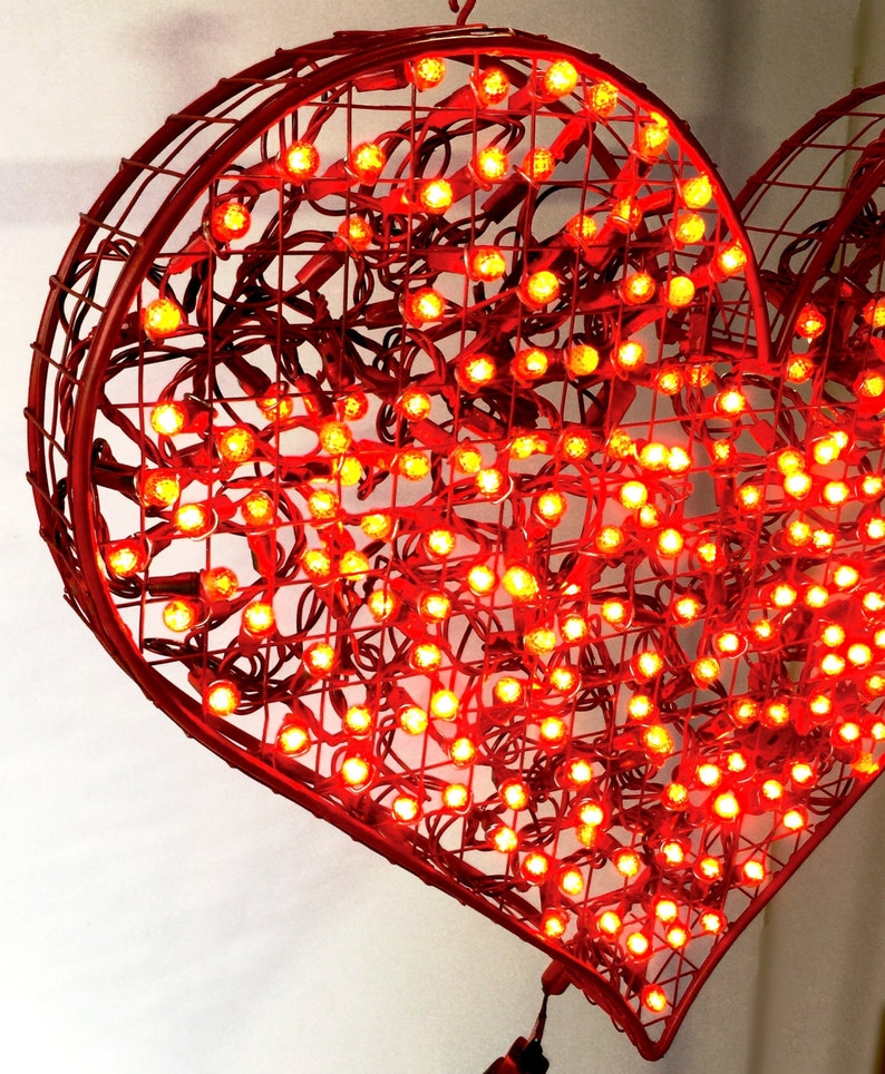 LED Lighted Red Heart - Valentine's Day Hanging Decor (24'') - Etsy