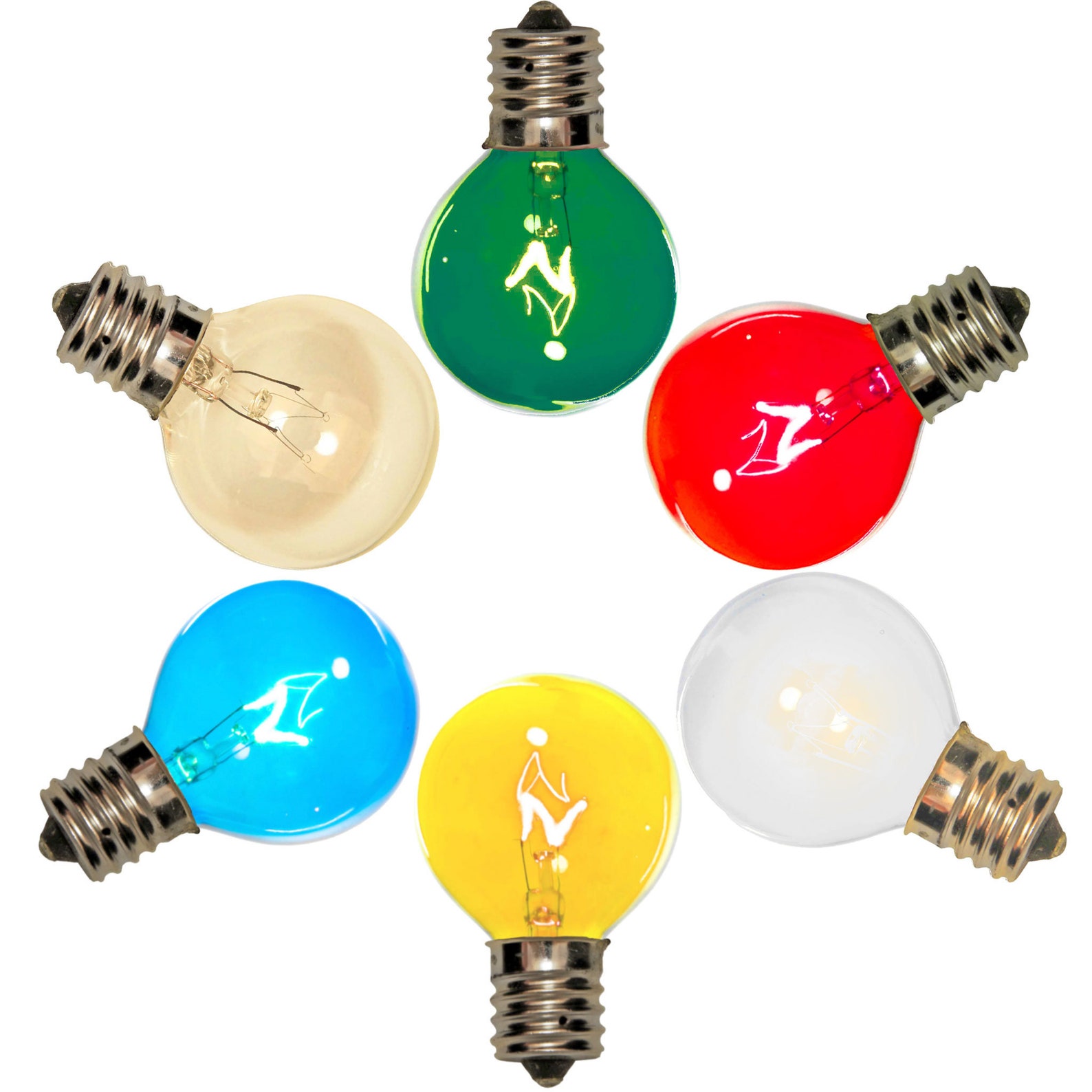 25FT Outdoor String Lights G40 Multi-color Light Bulbs With Green Patio ...