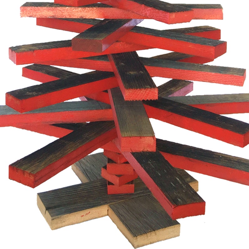 Redwood Slat Christmas Tree Wooden Stand Included Folding Branches ...
