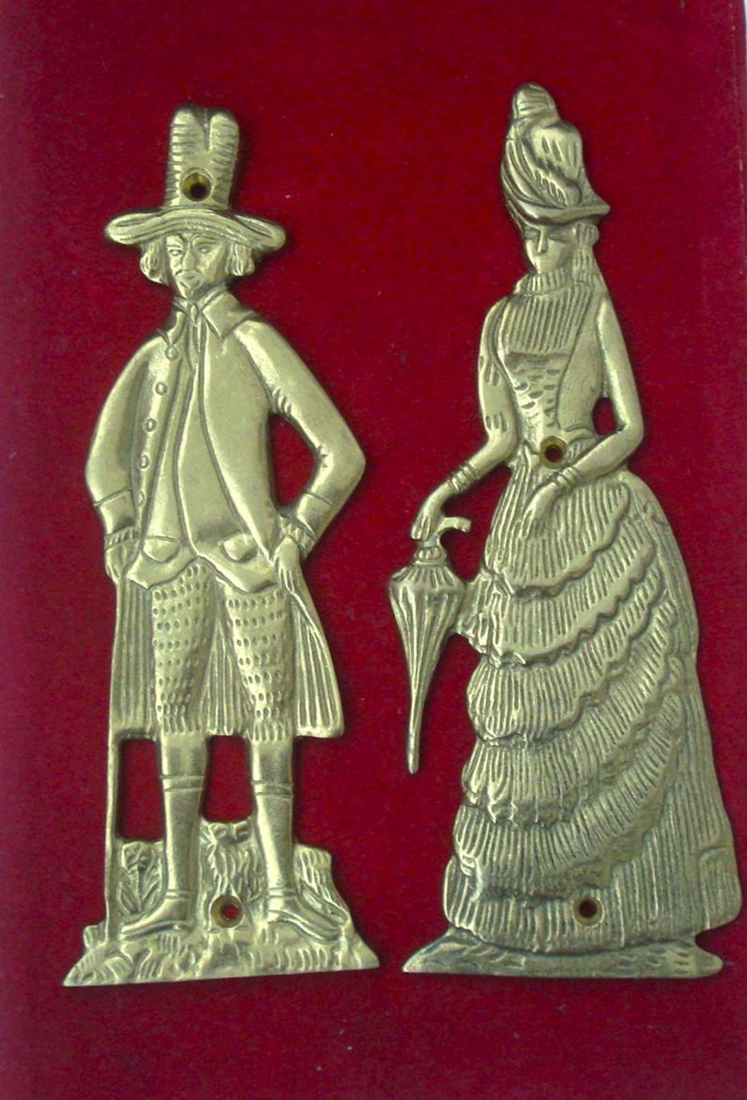 Vintage Brass WC Signs/ Gentlemen's and Ladies Room Figurines/toilet ...