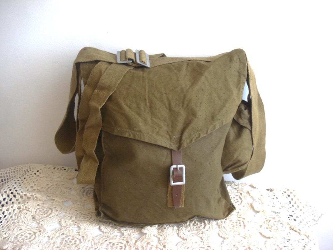 Vintage Canvas Military Bag / Vintage Army Bag /inside Three Pockets ...