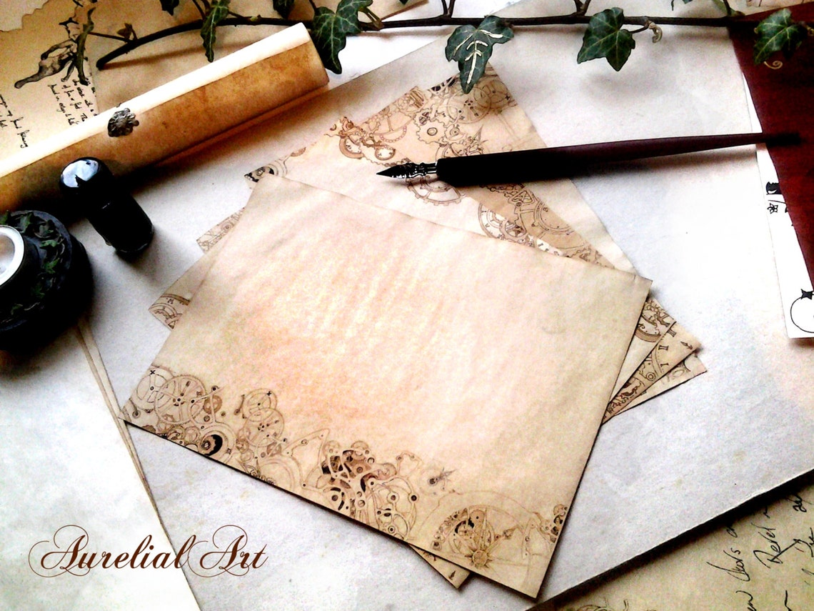 Steampunk Writing Paper Set Victorian Era Calligraphy Aged - Etsy