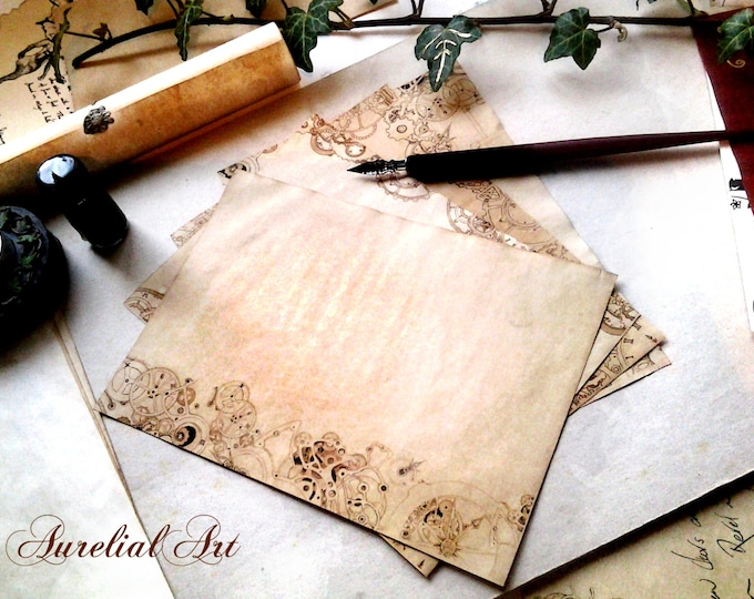 Steampunk Writing Paper Set Victorian Era Calligraphy Aged - Etsy