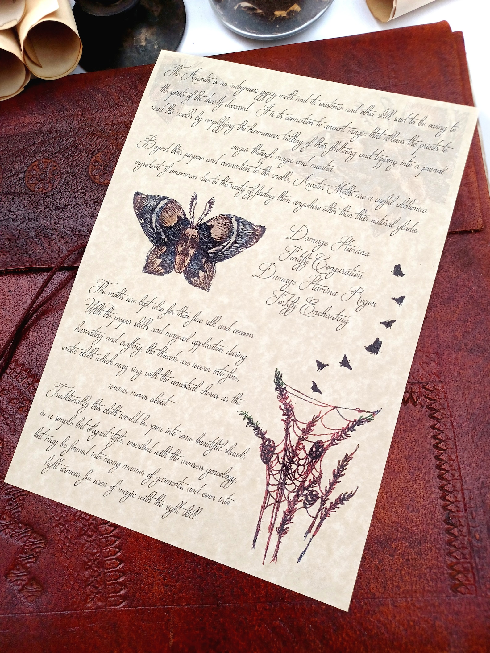 Cult of the Ancestor Moth Tamriel Prints Journal Pages, Aged Scrolls - Etsy