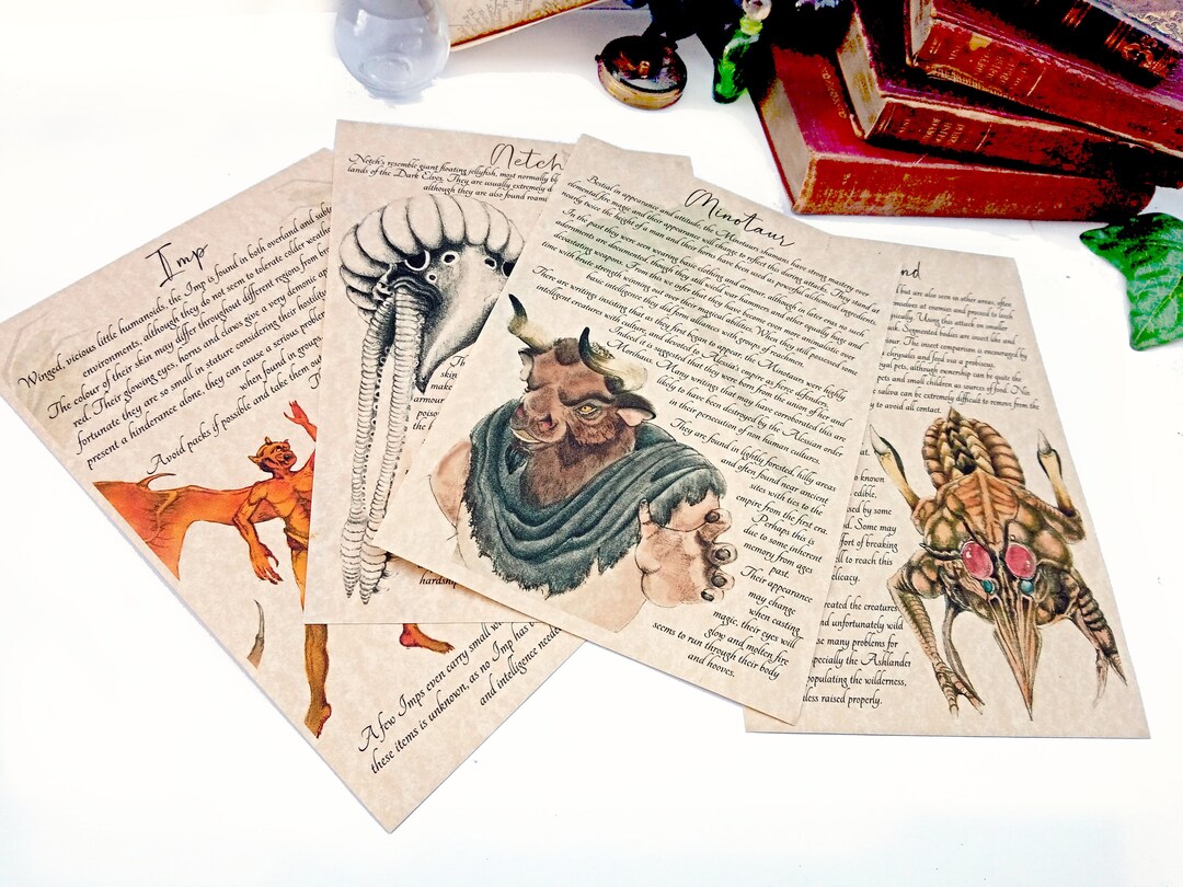 Creatures of Tamriel - Bestiary Scrolls Journal Page Art Prints ...