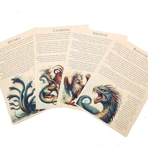 Mythical Creatures Bestiary - Griffin, Basilisk, Hydra, Chimera - Greek ...
