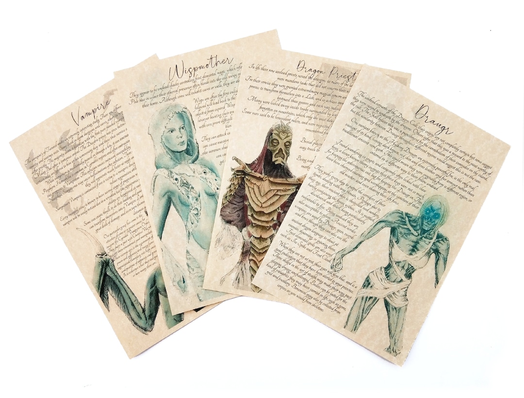 Undead of Tamriel - Creatures Bestiary Scrolls Journal Page Art Prints ...