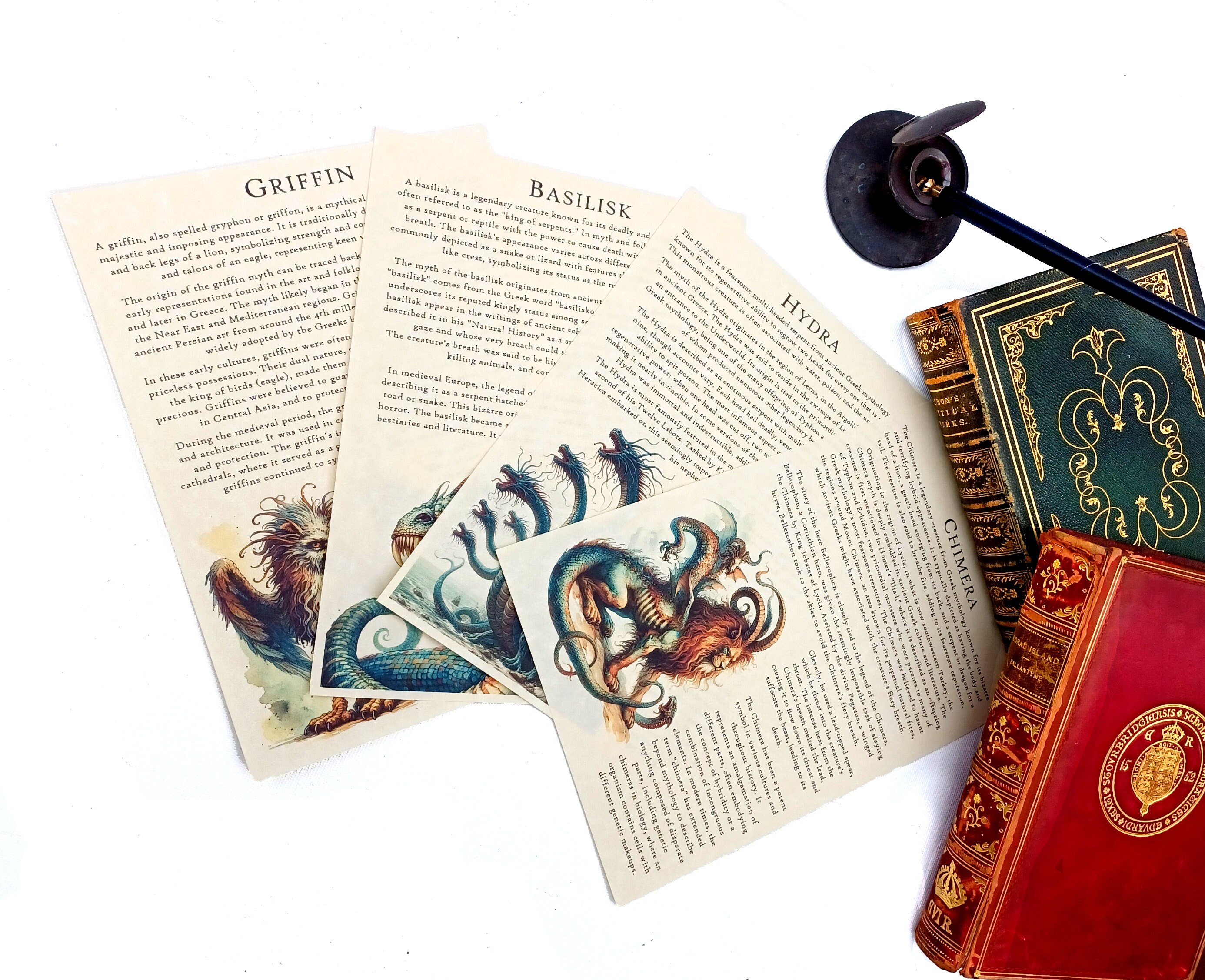 Mythical Creatures Bestiary - Griffin, Basilisk, Hydra, Chimera - Greek ...
