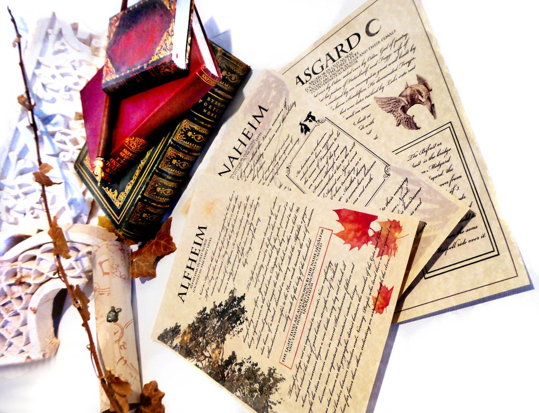 Norse Mythology Journal Pages, Asgard, Alfheim, Vanaheim, Thor and Odin ...