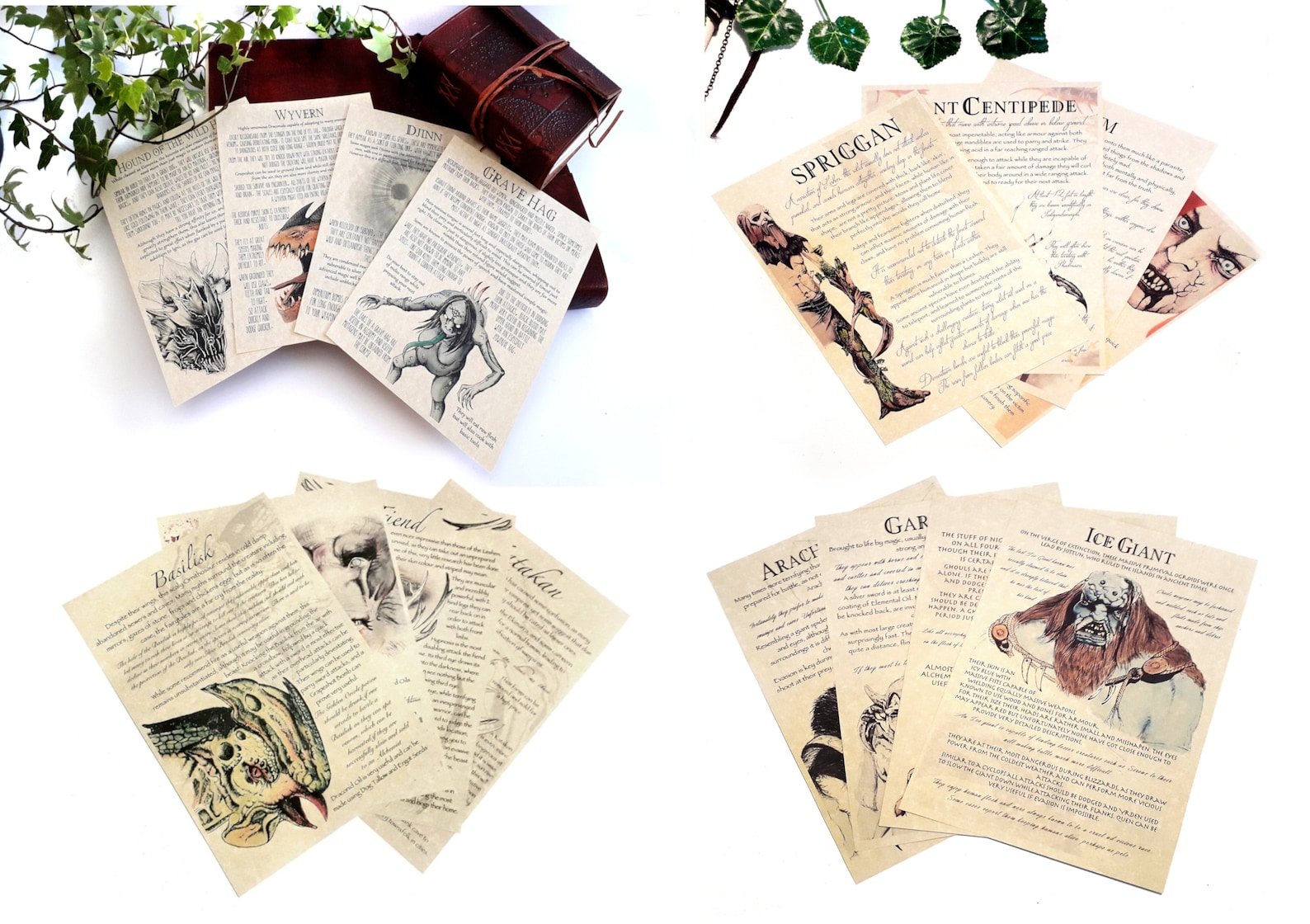 Bestiary SECOND Complete Set: Basilisk, Dragon, Ice Giant, Djinn Witch ...