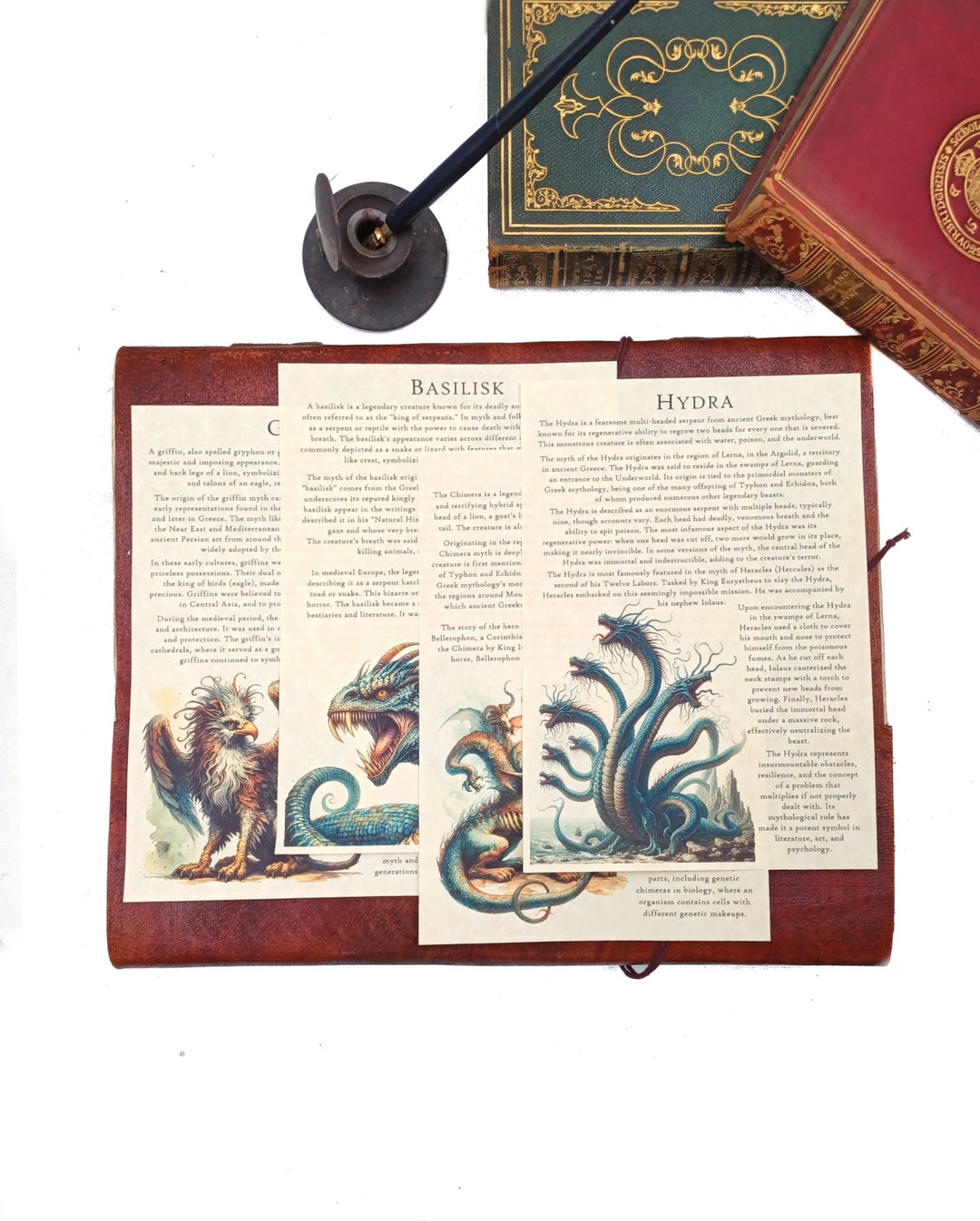 Mythical Creatures Bestiary - Griffin, Basilisk, Hydra, Chimera - Greek ...