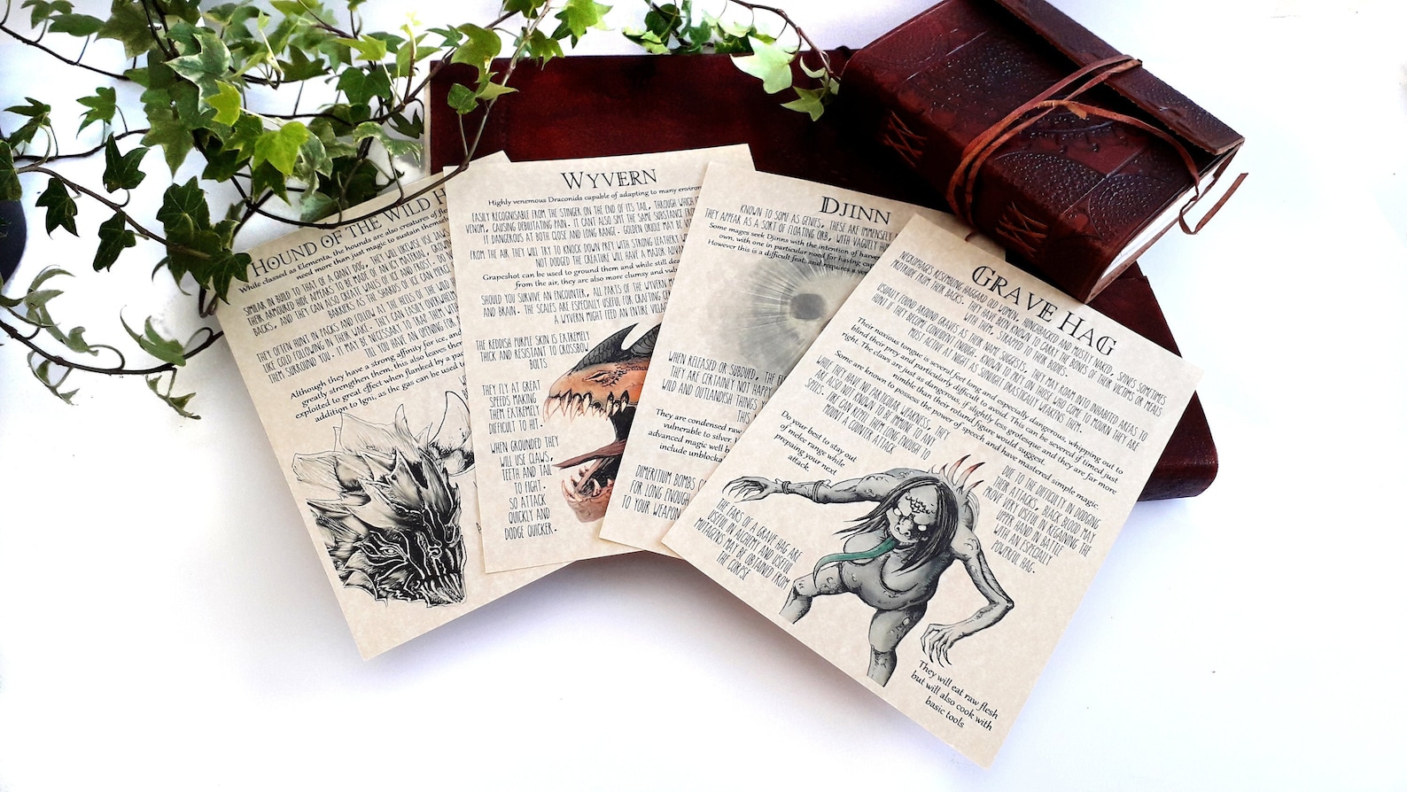 Bestiary SECOND Complete Set: Basilisk, Dragon, Ice Giant, Djinn Witch ...