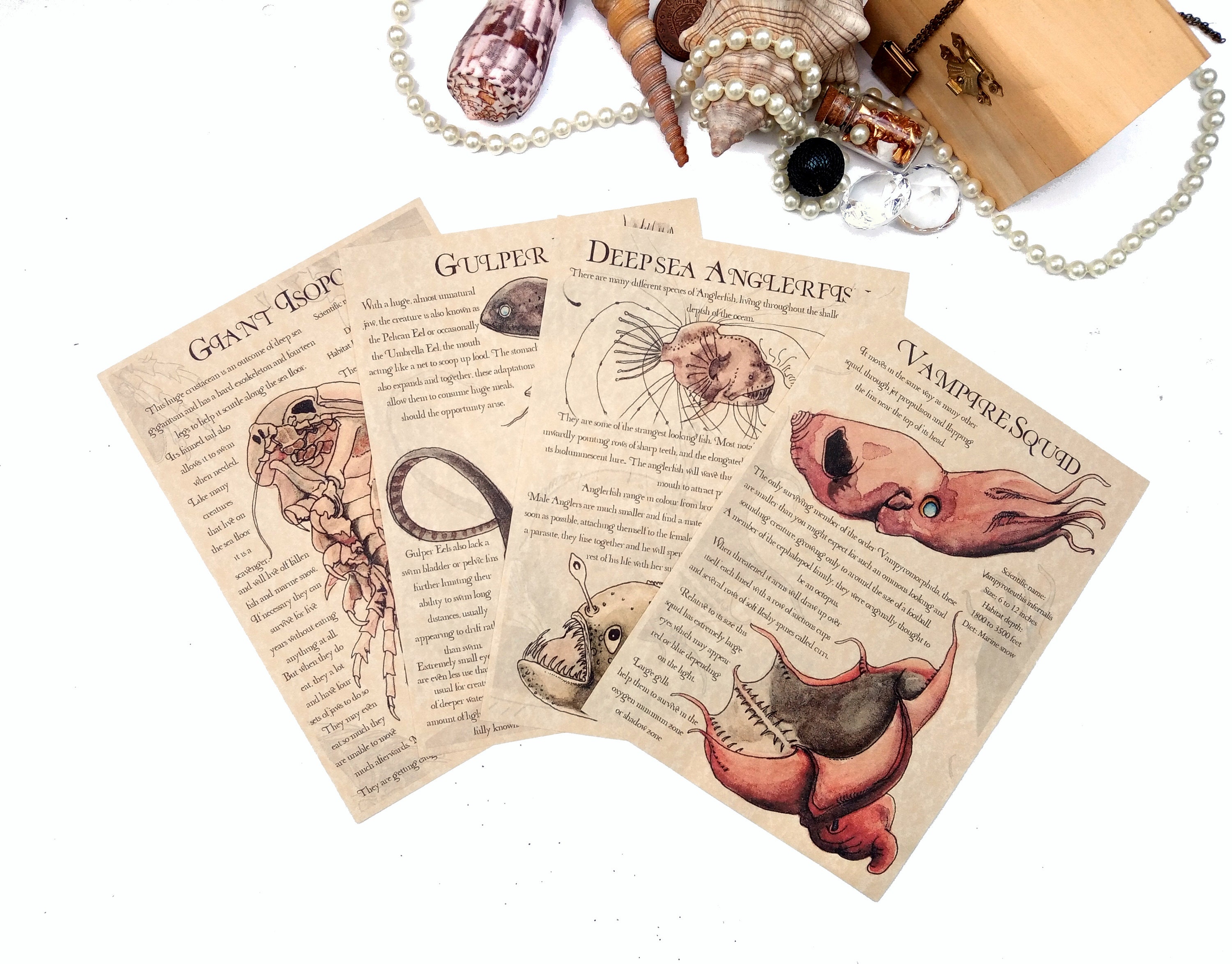 Creatures of the Deep Sea Ocean Journal Page Prints - Etsy