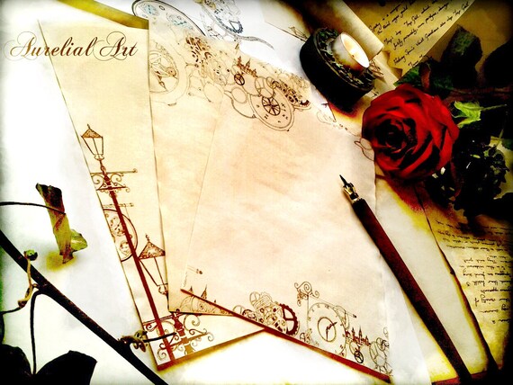 Steampunk writing paper set the second victorian era | Etsy