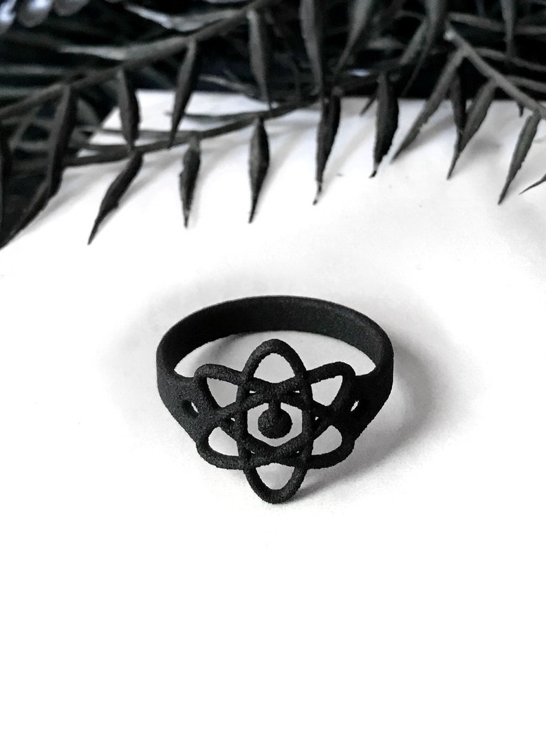 Matte Black Atomic Symbol Ring Science Jewelry Atom - Etsy