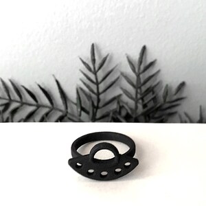 Matte Black UFO Ring - Black Midi Ring - Alien Jewelry - Flying Saucer ...