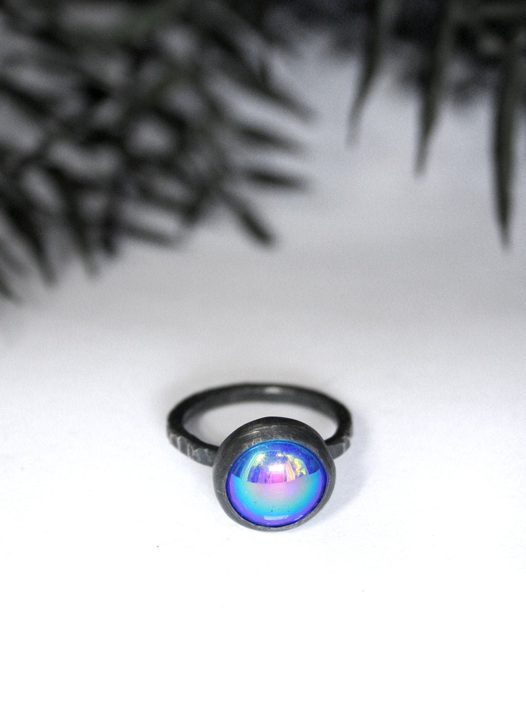 Planet Neptune Ring - Iridescent Blue and Purple Glass Ring ...
