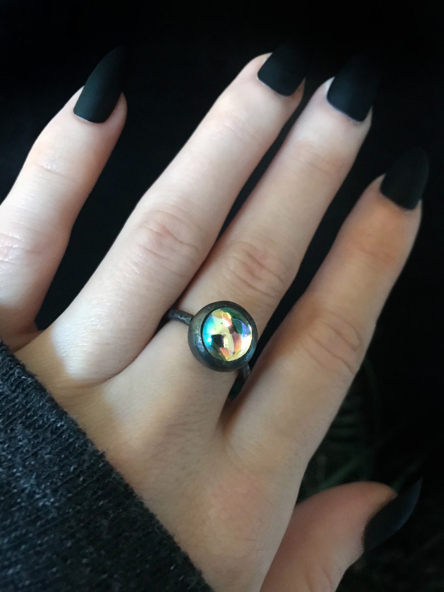 Pluto Ring Iridescent Pastel Rainbow Glass Ring 1960s | Etsy