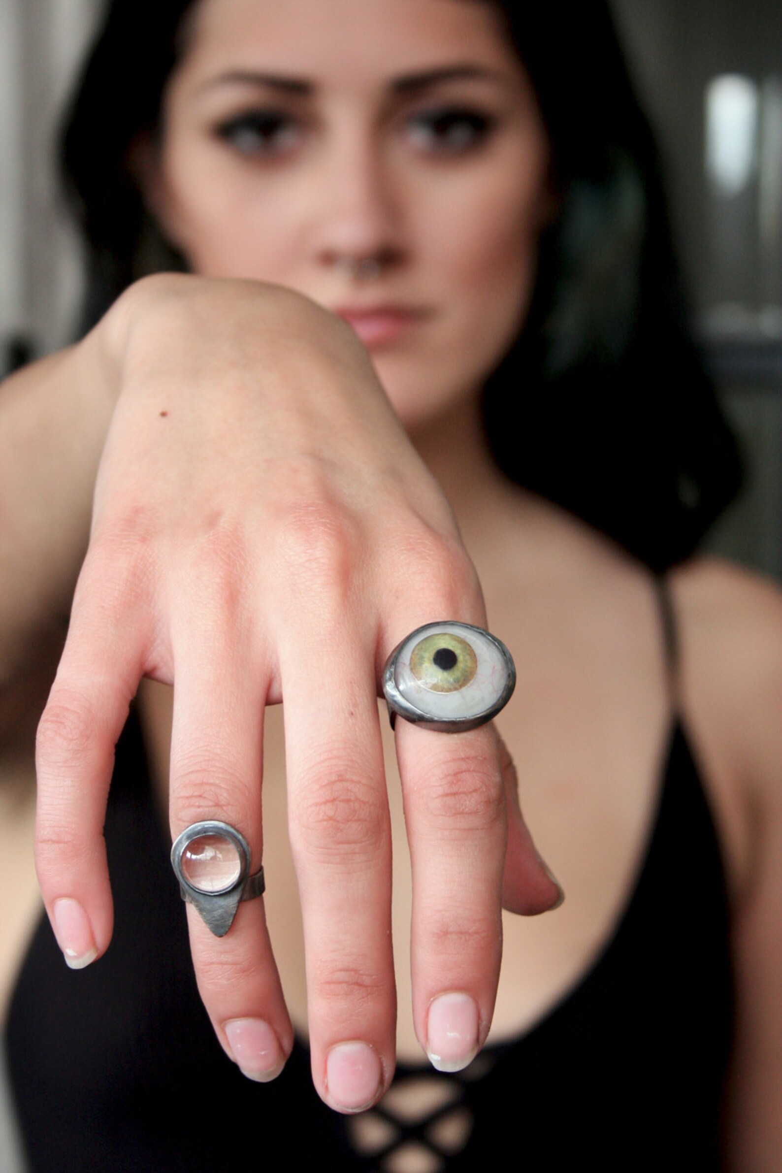 Green Prosthetic Eye Ring Esoteric Sterling Silver Eyeball - Etsy
