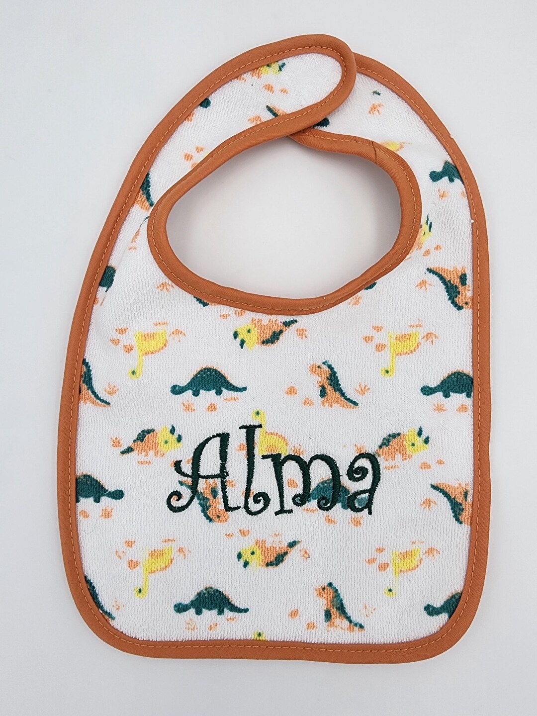 Personalized Dinosaur Baby Bib, Custom Monogrammed Baby Boy Bib, Baby ...