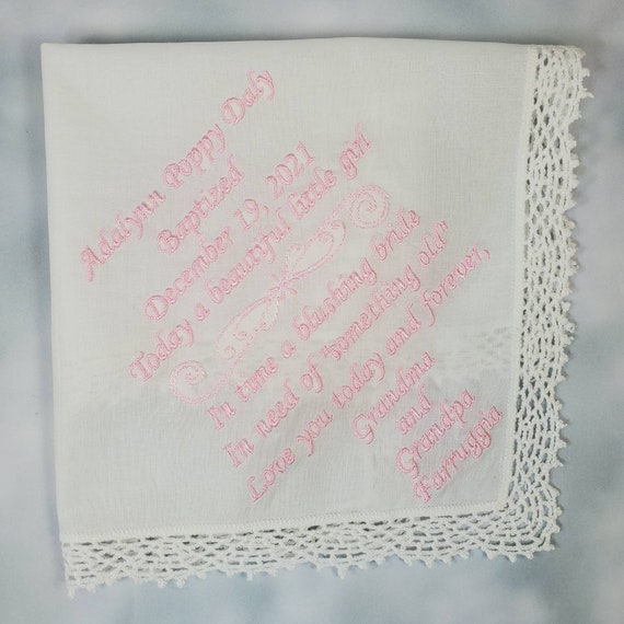 Baptism Handkerchief Custom Personalized With Gift Box - Etsy