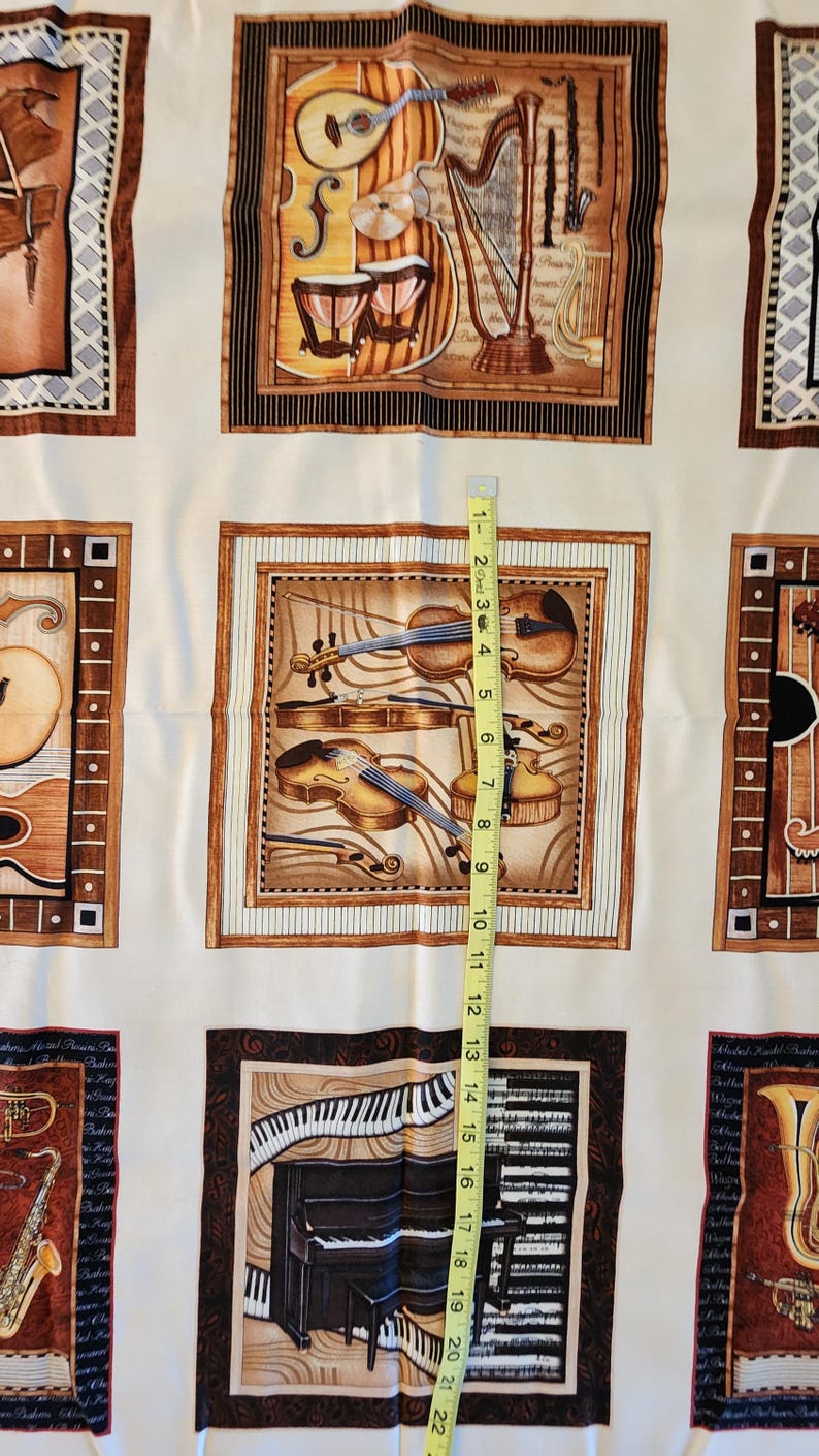 Musical Instrument Quality Quilters Cotton Fabric Panel, Perfect Pitch ...