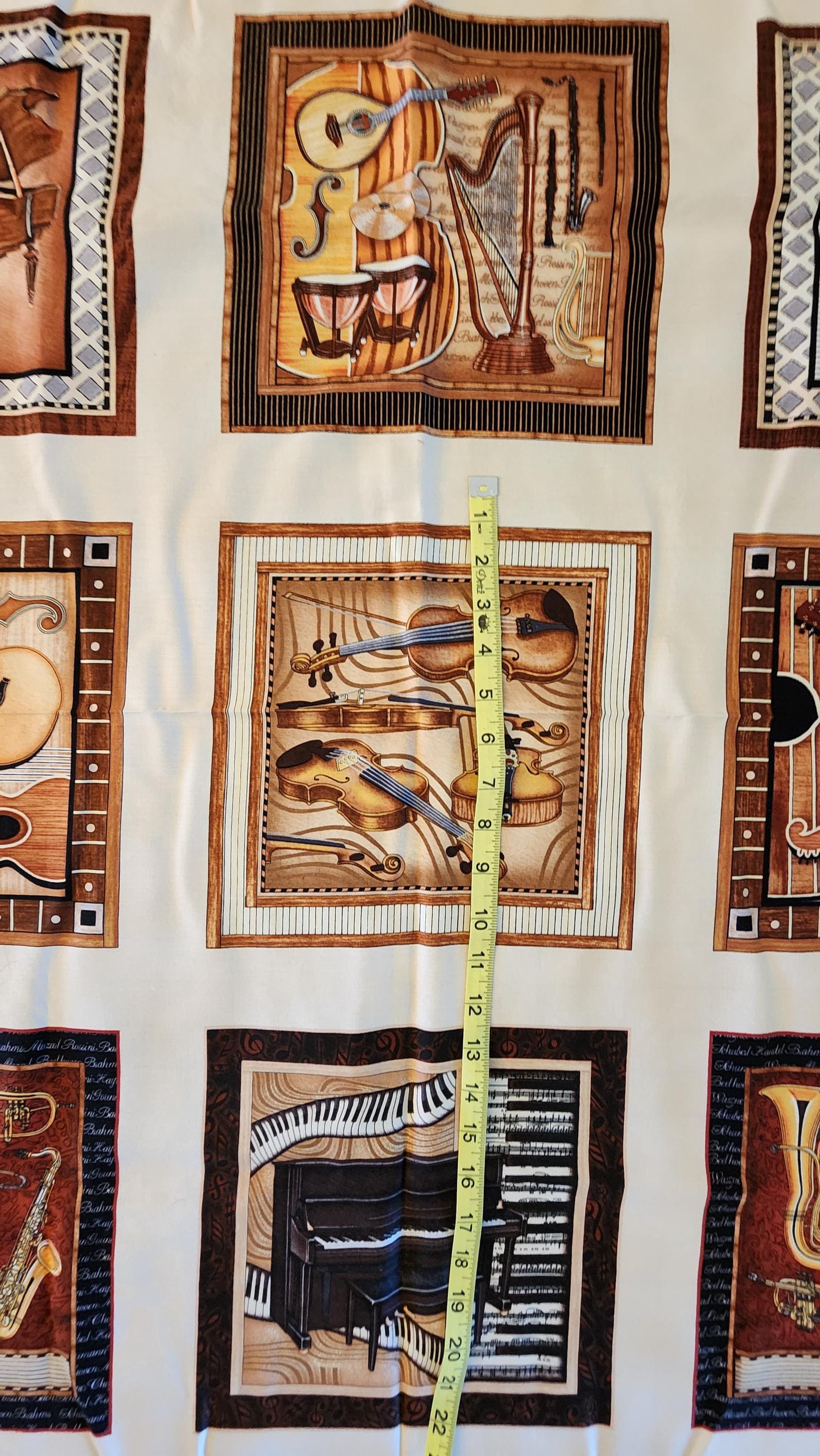 Musical Instrument Quality Quilters Cotton Fabric Panel, Perfect Pitch ...