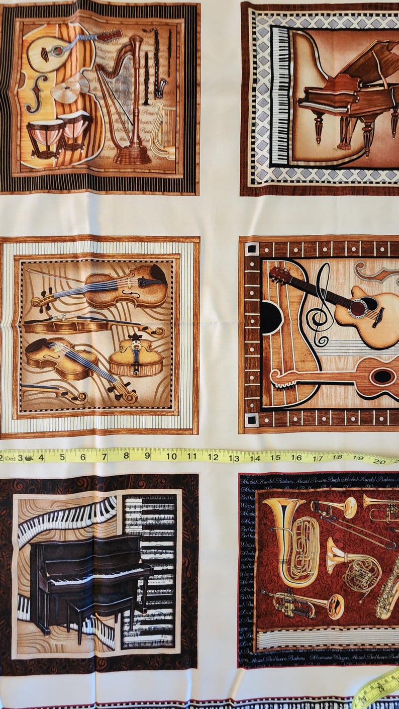 Musical Instrument Quality Quilters Cotton Fabric Panel, Perfect Pitch ...