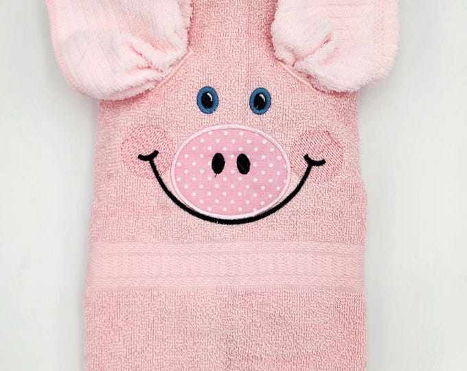 Pig Hand Towel and Wash Cloth Set, Farm Themed Kid's Towel, Birthday ...