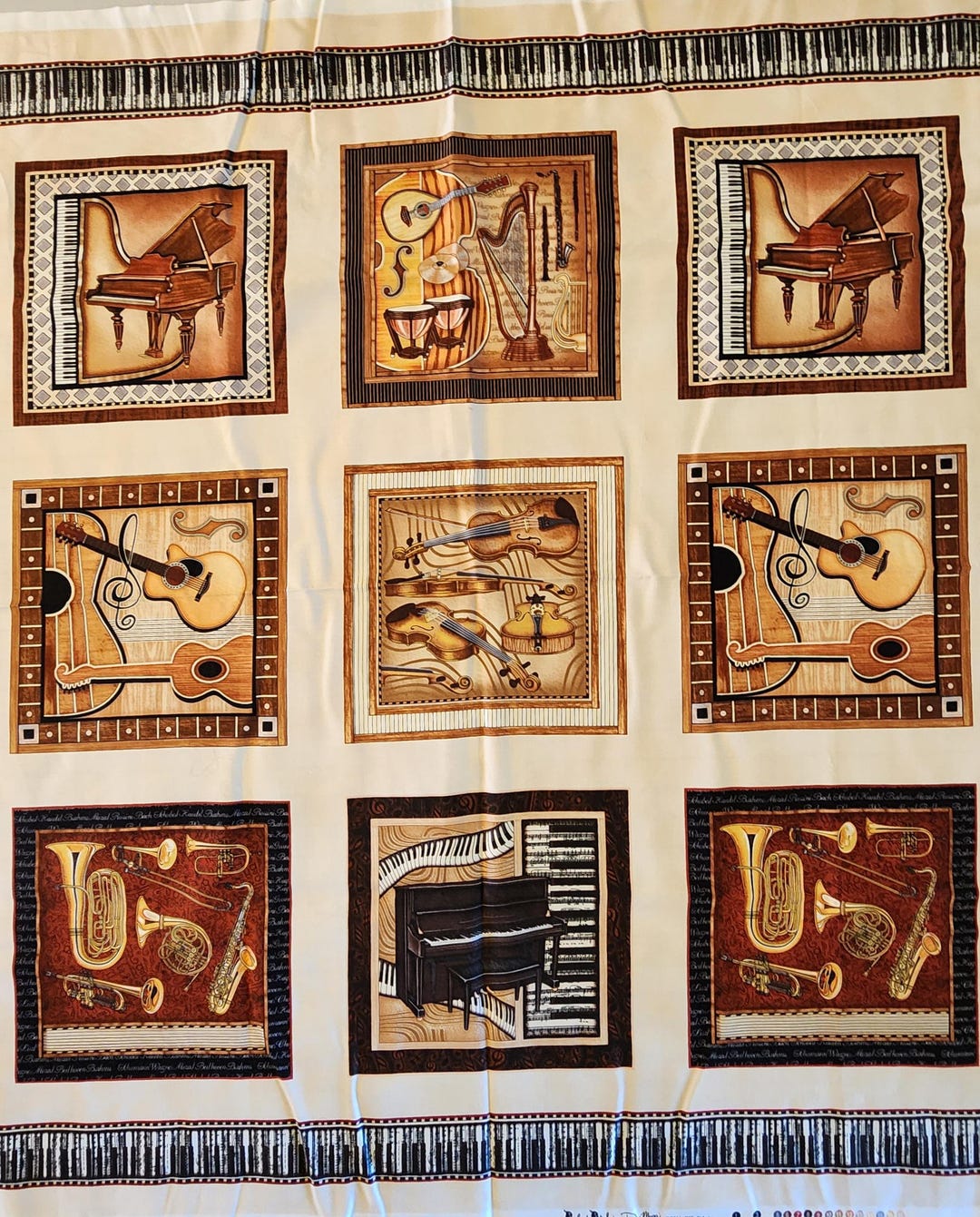 Musical Instrument Quality Quilters Cotton Fabric Panel, Perfect Pitch ...
