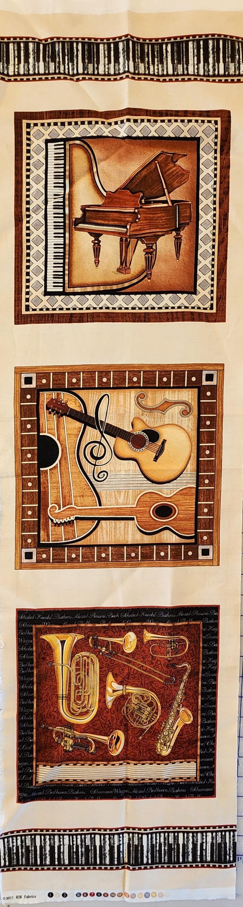 Musical Instrument Quality Quilters Cotton Fabric Panel, Perfect Pitch ...