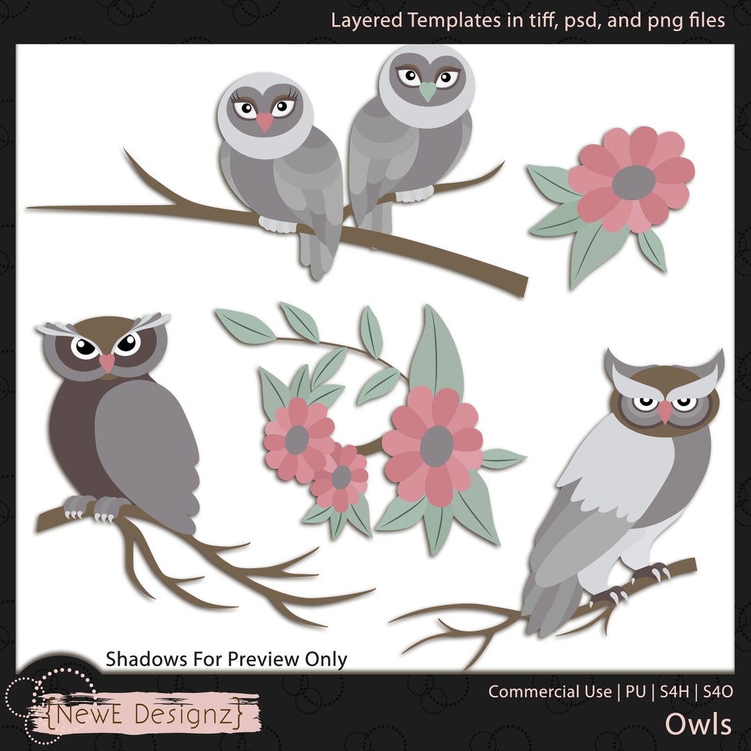 Owls Digital Commercial Use Layered Templates in Tiff Png - Etsy