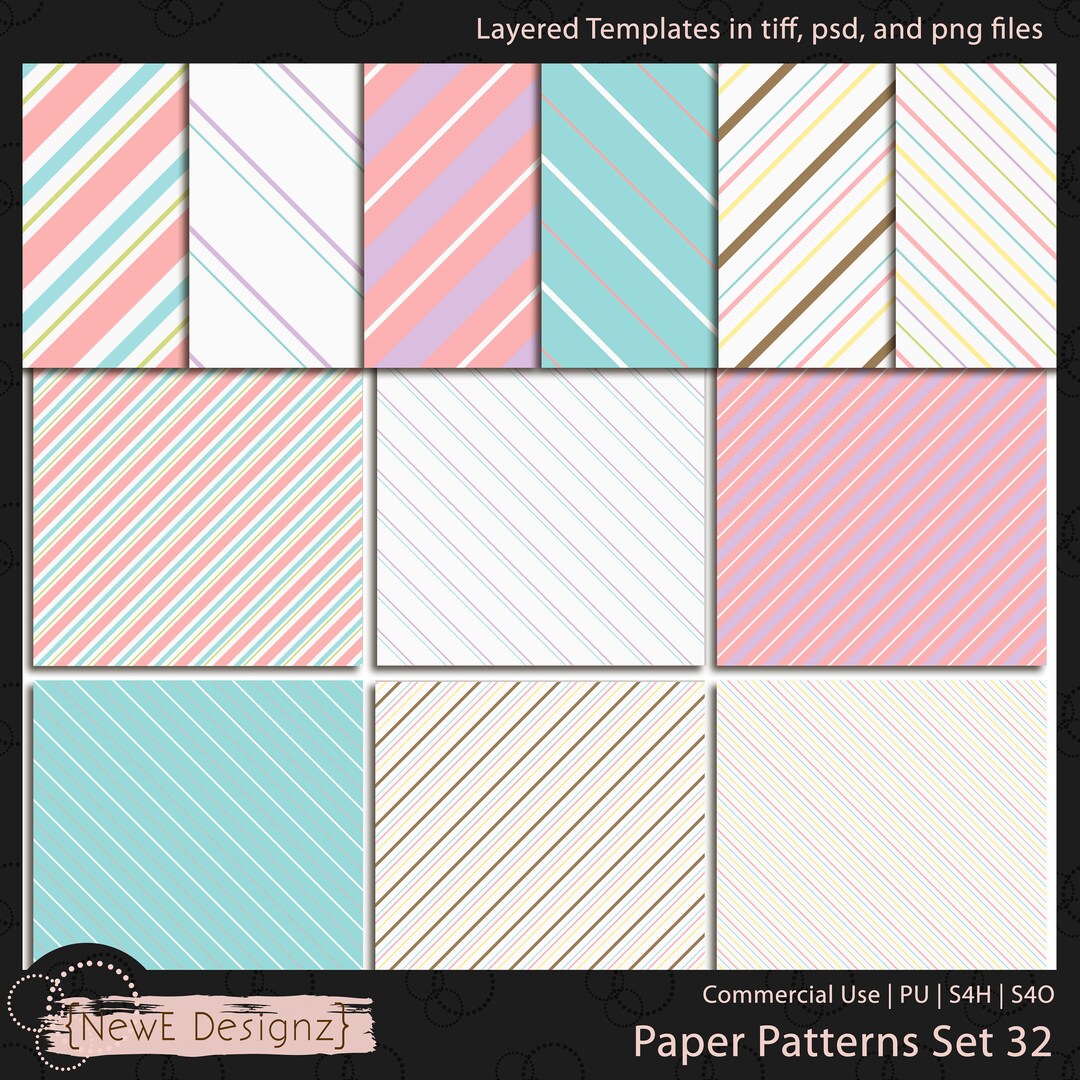 Layered Commercial Use Lines Paper Pattern Templates in Tiff - Etsy