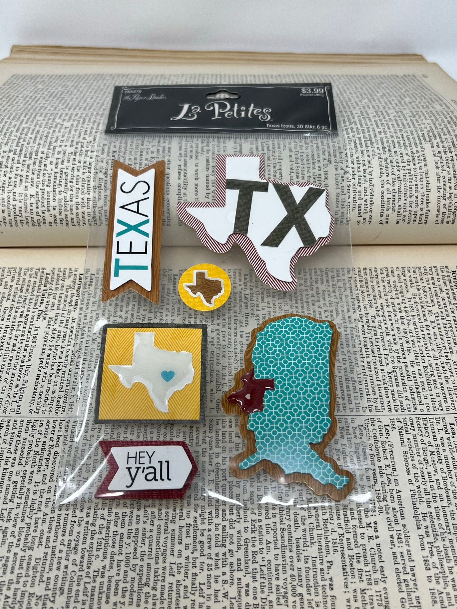 The Paper Studio La Petites Texas Icons 3D Stickers Texas TX Hey Y'all ...