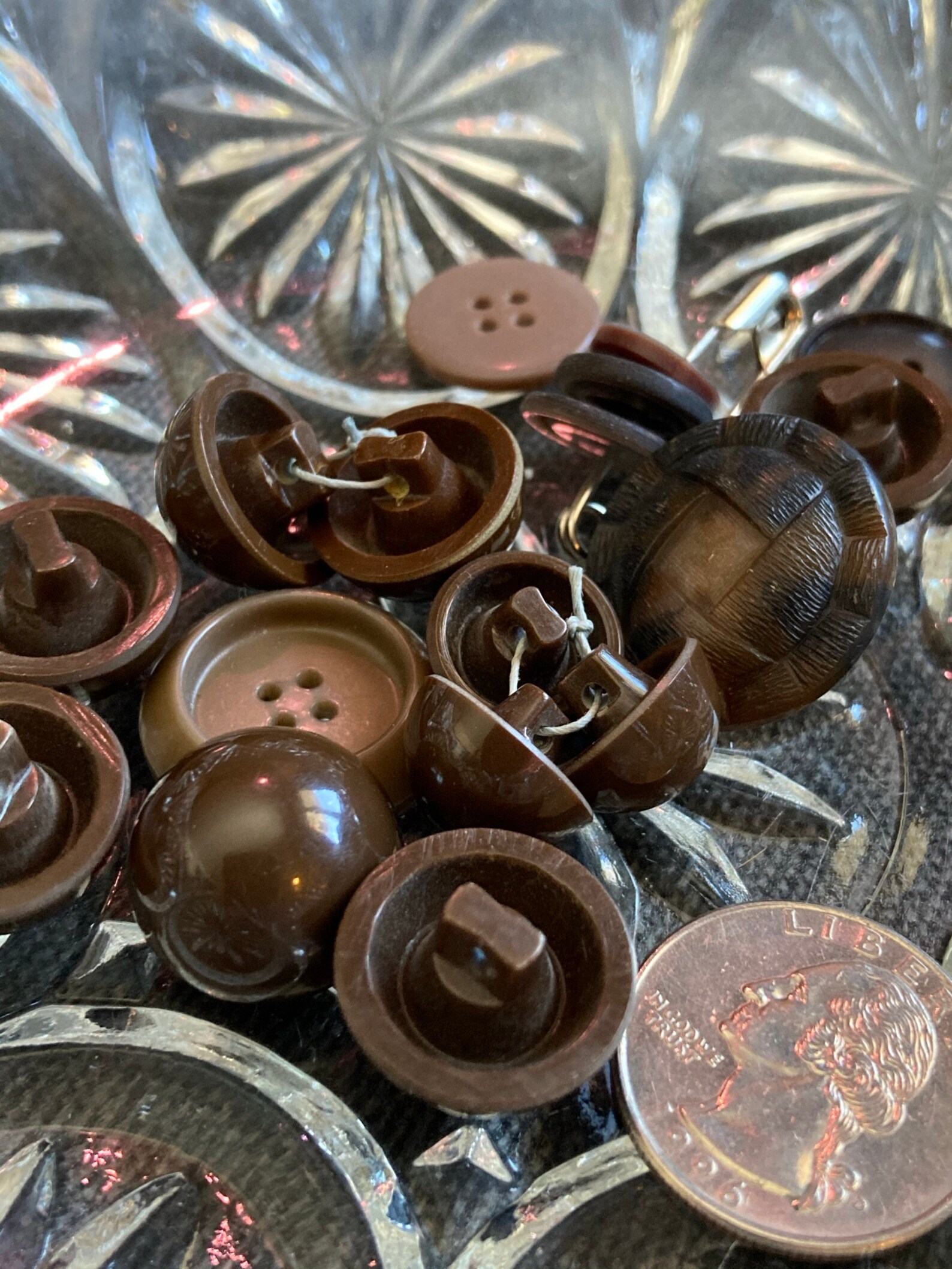 Button Pack #6 - Brown, Vintage Buttons - Shank Back, 4 Holes and 2 ...