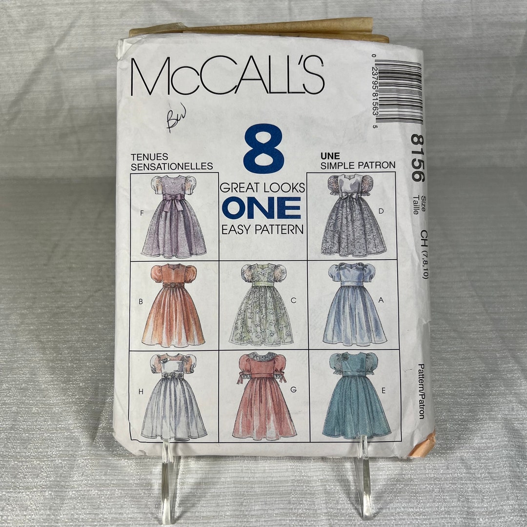 Mccall's 8156 Sewing Pattern CH 7, 8, 10 - Cut to a 10, but All Sizes ...