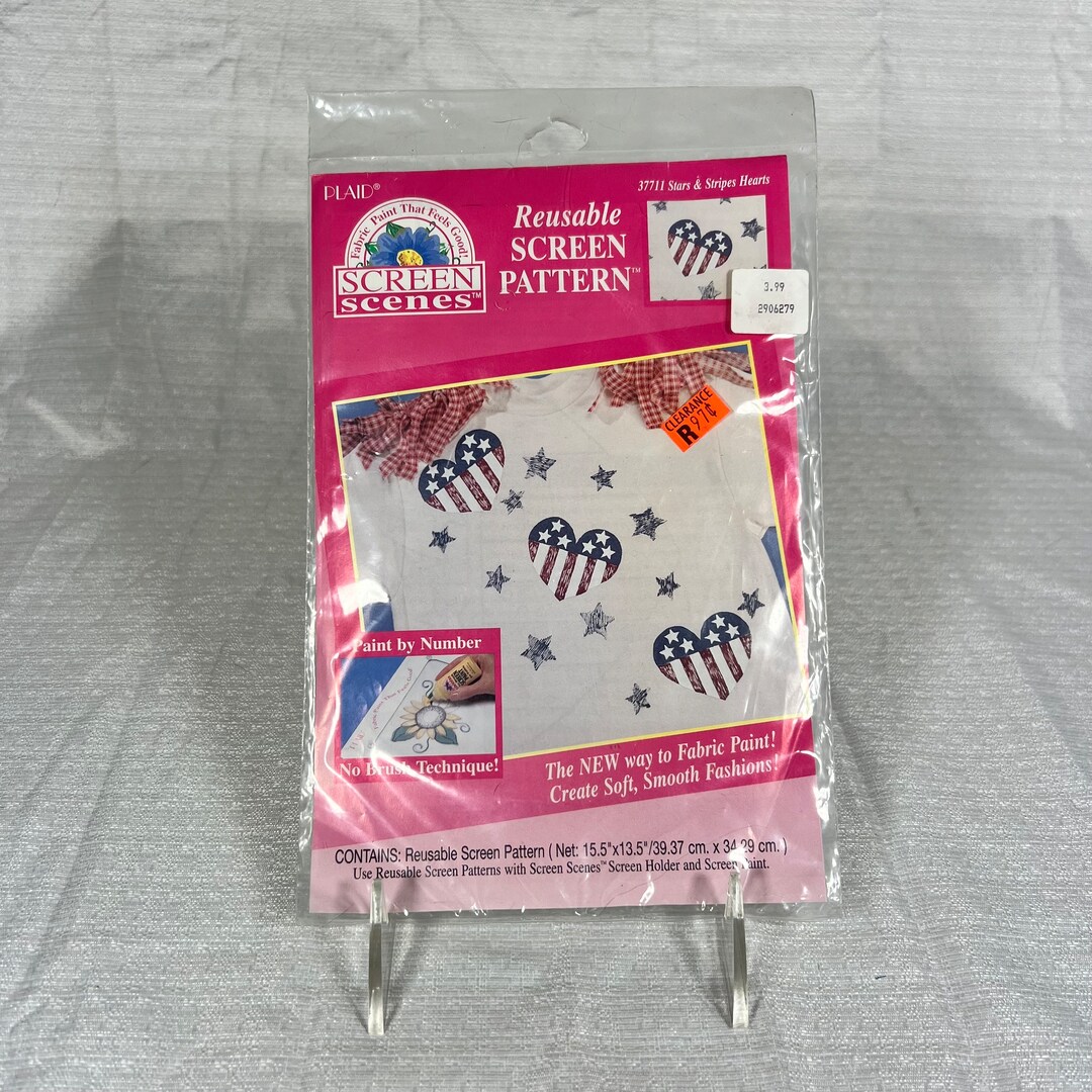 Screen Scenes Reusable Screen Pattern Stars and Stripes Hearts - 1995 ...
