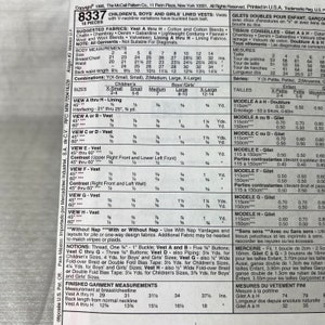 Mccall's 8337 Sewing Pattern Size Z Medium, Large, X-large - Cut, but ...