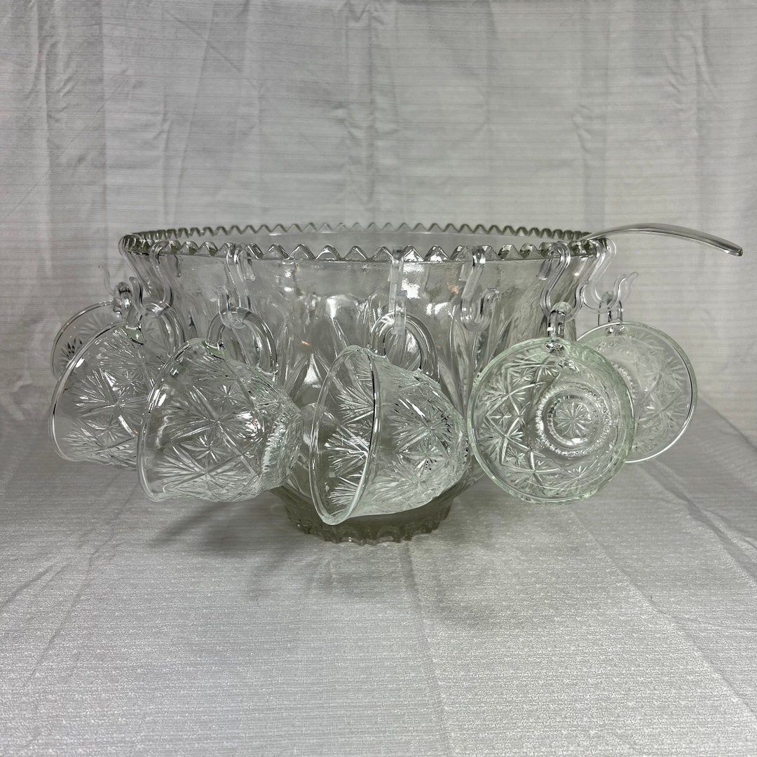 Hazel Atlas Lexington Punch Bowl Set Missing Two Cups - Etsy