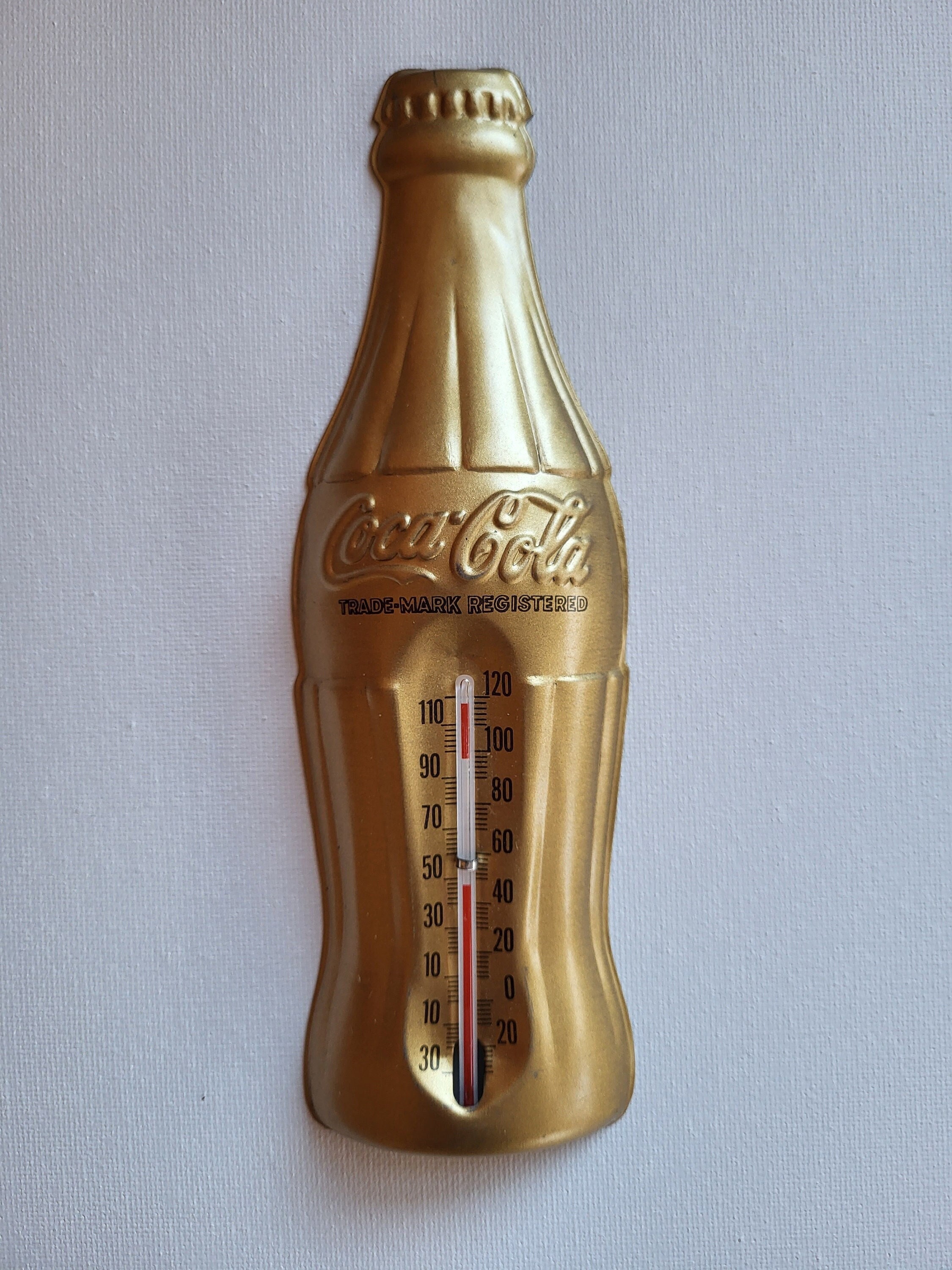 Vintage Coca Cola Bottling Company Gold Tone Thermometer Sign With Box ...