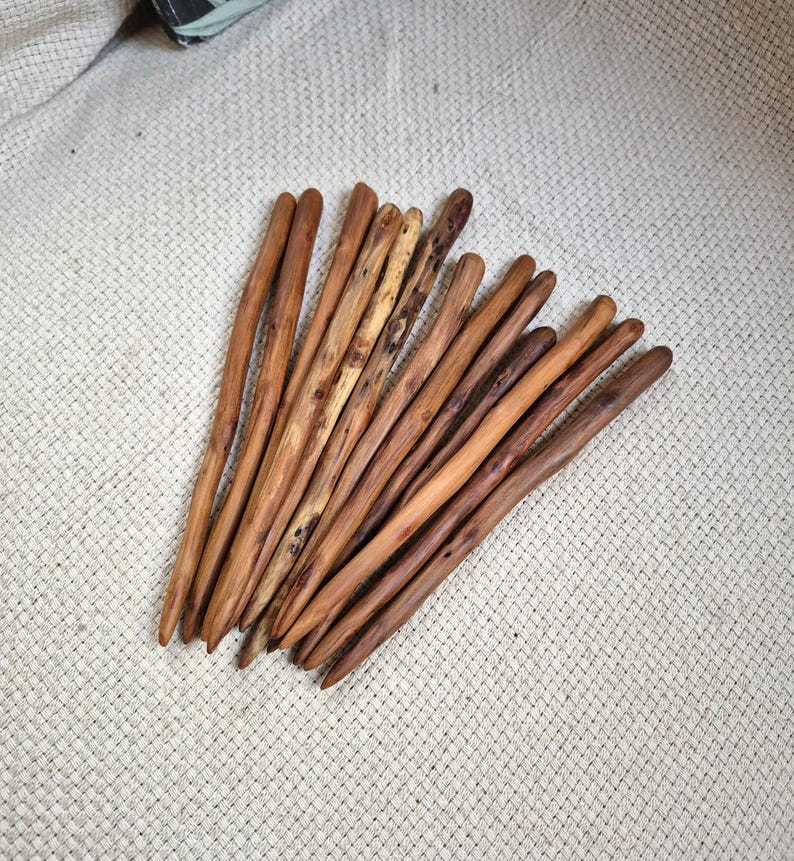 Hand Carved PLUM WOOD Shawl Pin / Hair Stick Various Sizes - Etsy