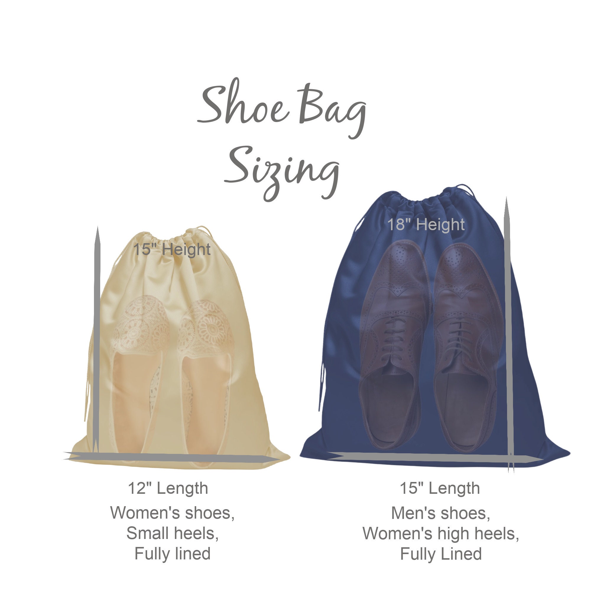 Satin Drawstring Shoe & Accessory Bags, Custom Sizing Available, - Etsy