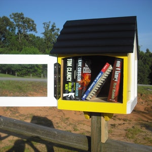 Little House on a Stick Neighborhood Book Box Library, Custom Painted ...