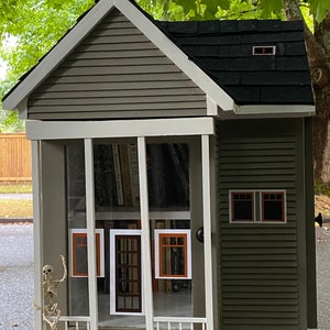 Custom “L” Shaped Library, Pantry, and Geocache, Shingled Roof, Front ...